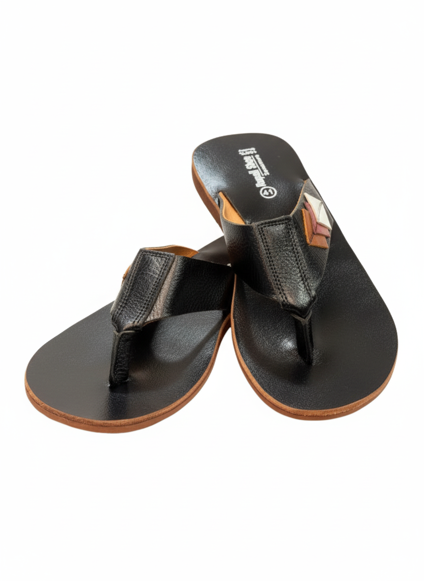 Men’s Premium Leather Casual Chappal – Black.